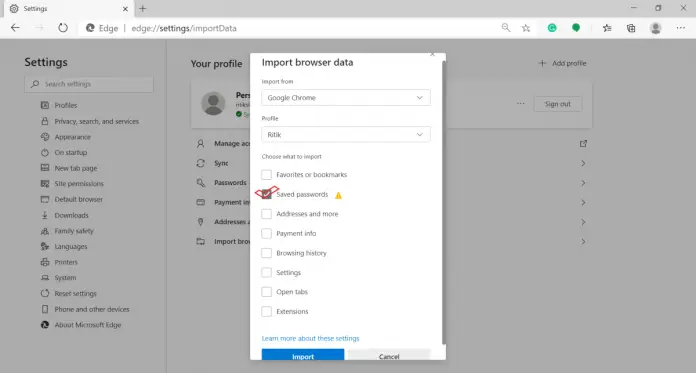 Import Passwords from Google Chrome to Microsoft Edge - Gadgets To Use