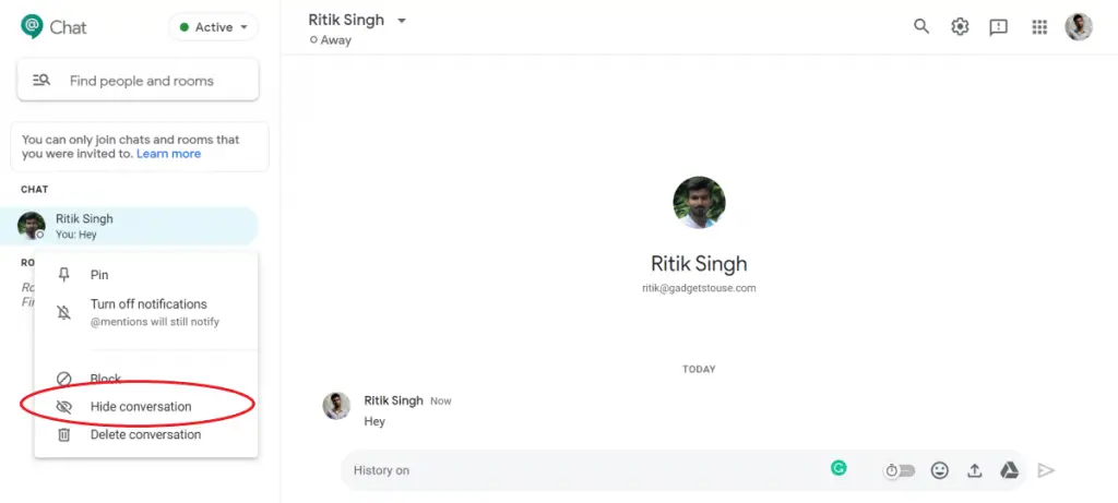 How to Hide and Unhide Conversations in Google Chat - Gadgets To Use