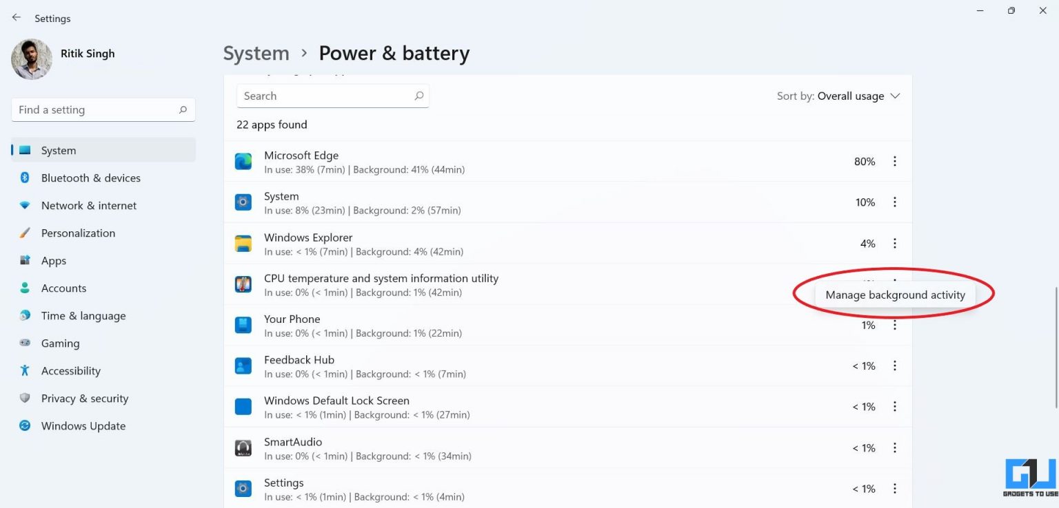 How to View & Control Battery Usage by Apps on Windows 11 - Gadgets To Use