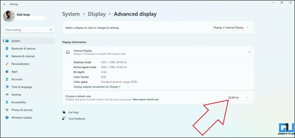 3 Ways to Change Display Refresh Rate in Windows 11 - Gadgets To Use