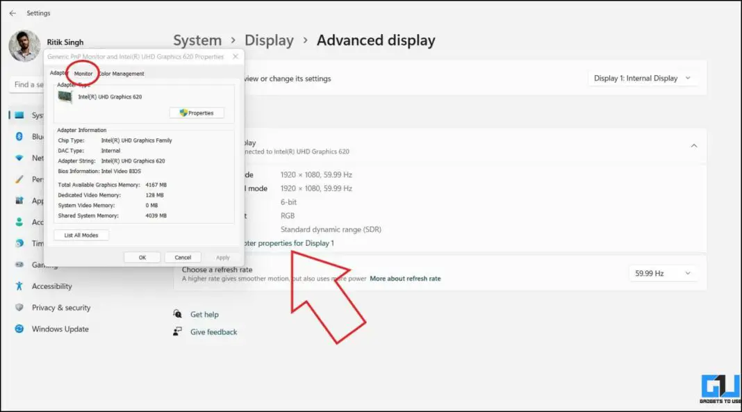 3 Ways to Change Display Refresh Rate in Windows 11 - Gadgets To Use