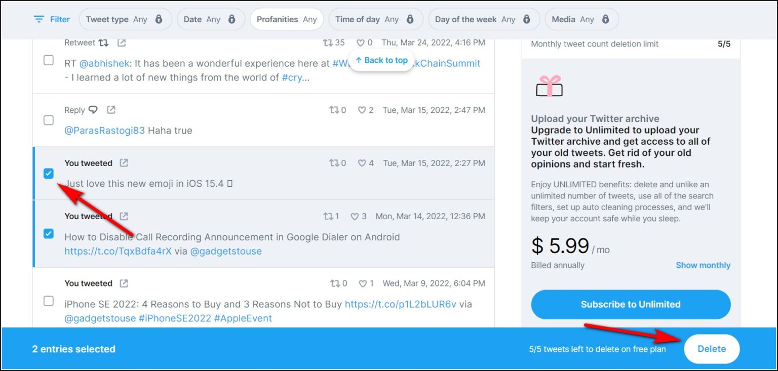 Top 5 Ways to Delete Your Old Tweets, Retweets By Year For Free ...