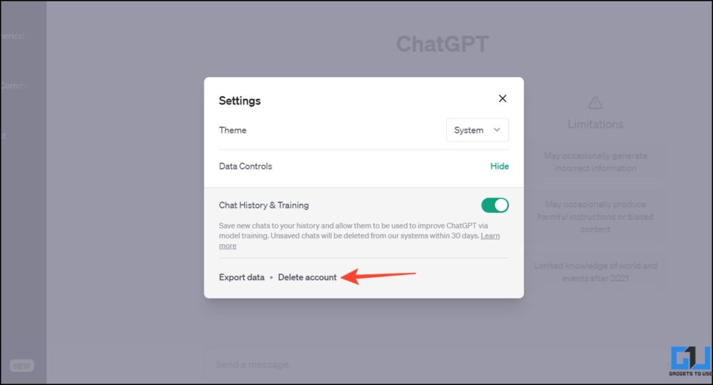 4 Ways to Delete Your ChatGPT History or ChatGPT Account - Gadgets To Use