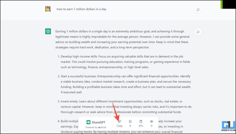 6 Ways to Share ChatGPT Responses With Others - Gadgets To Use