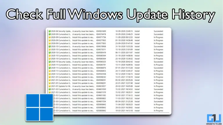2 Ways To See Full Windows Update History on Windows 11/10 - Gadgets To Use